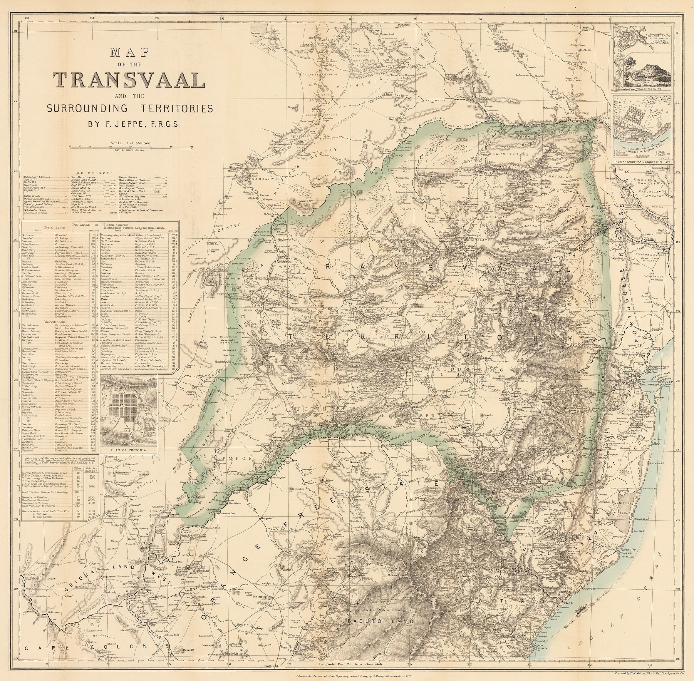 Royal Geographical Society (RGS), Map of the Transvaal and the ...