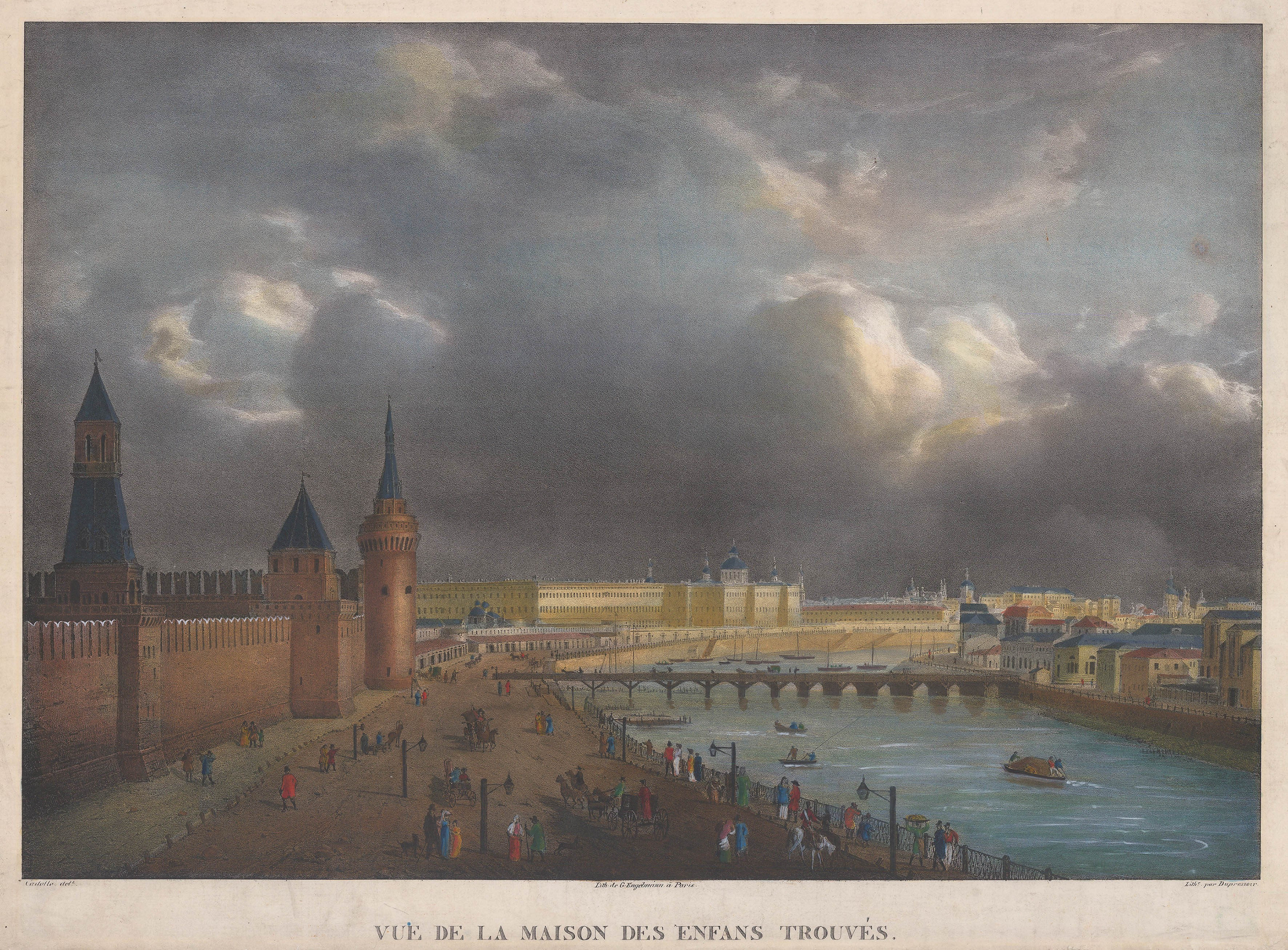 Godefroy Engelmann, Russia - Moscow, Moskvoretskaya Embankment, 1850 | The Map House