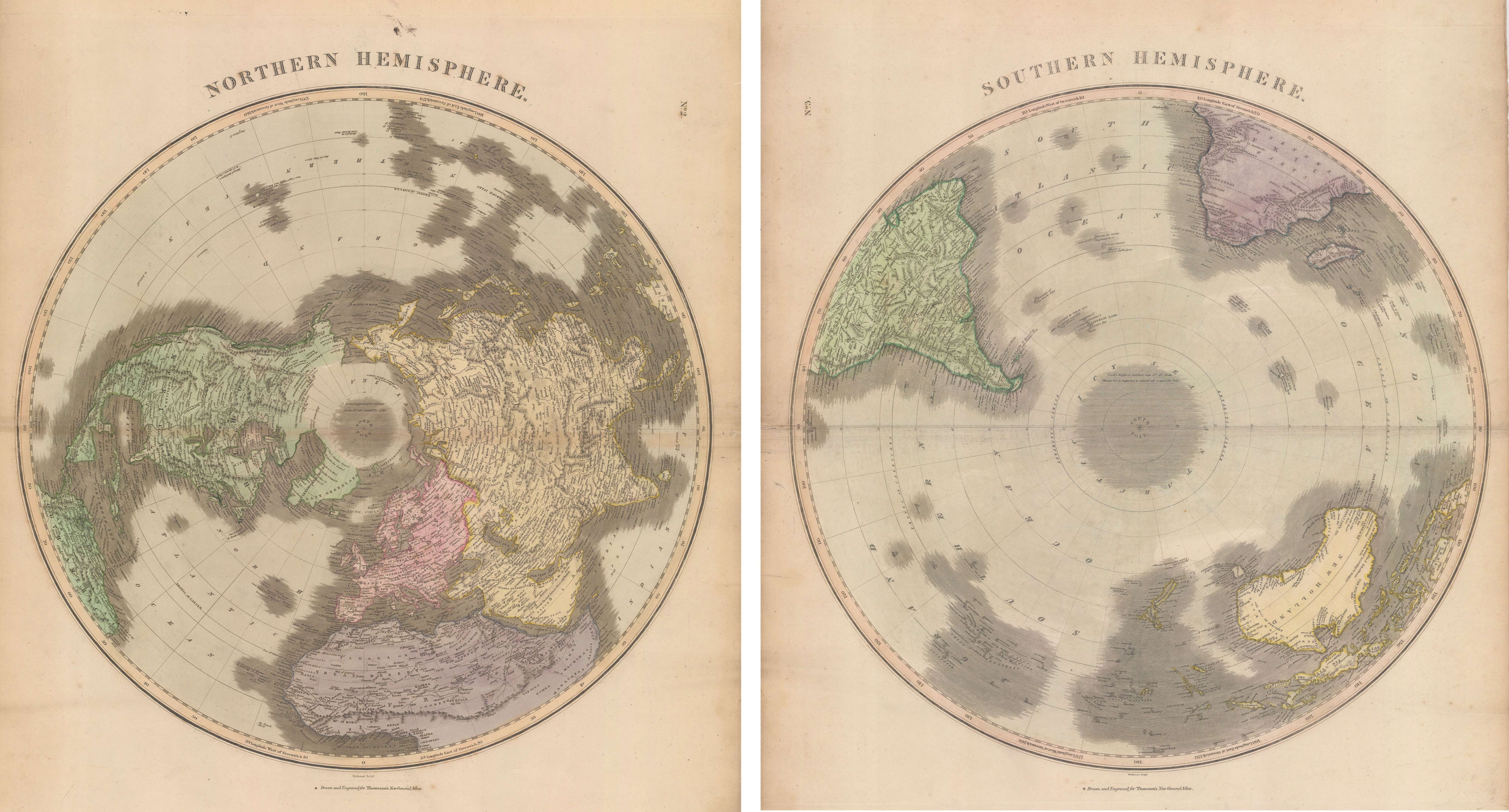 John Thomson, Northern and Southern Hemispheres, 1820 c. | The Map House