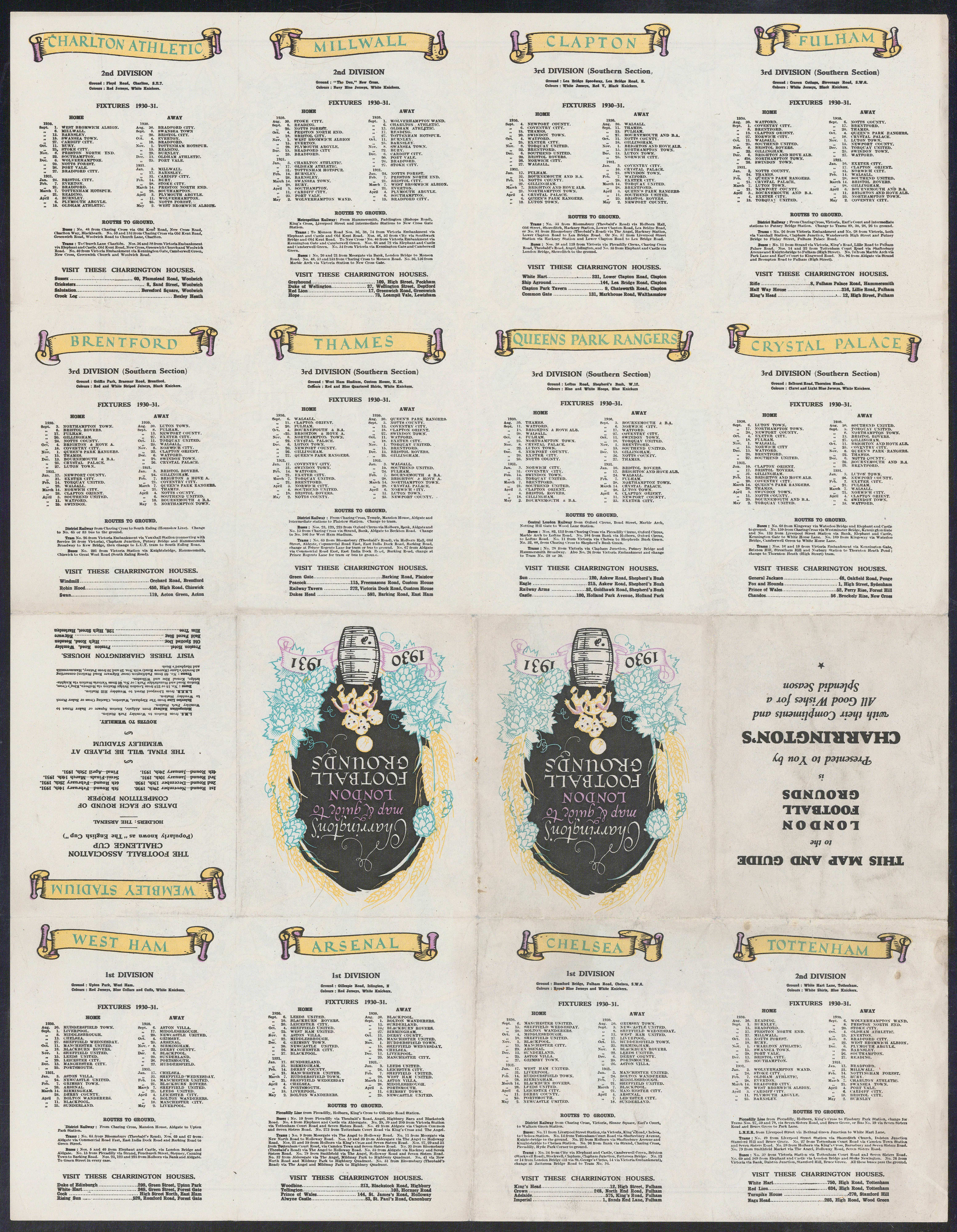 Charrington Brewery, Charrington's Map & Guide to London Football ...
