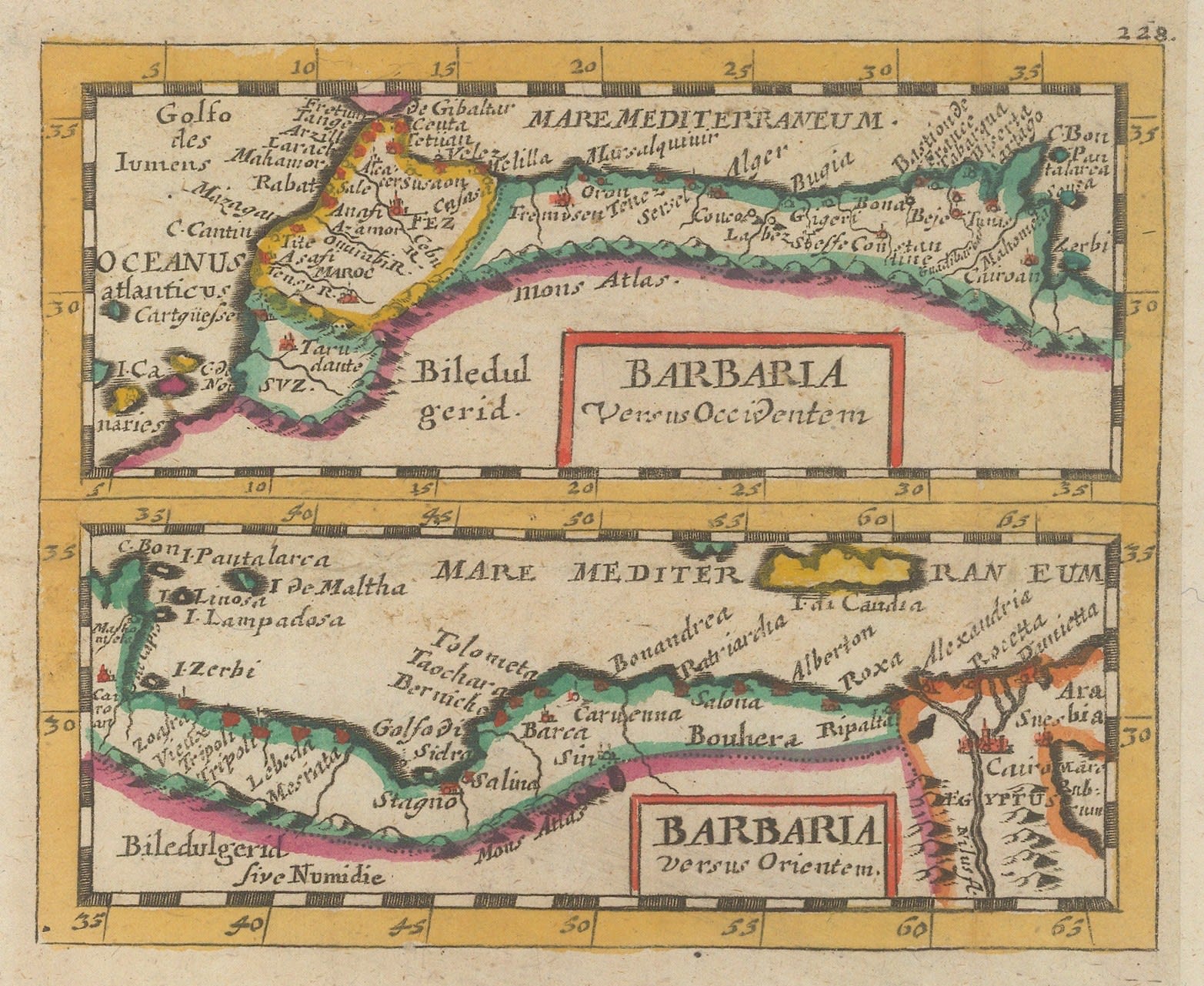Pierre Duval, Miniature map of the coast of North Africa, 1694 | The ...