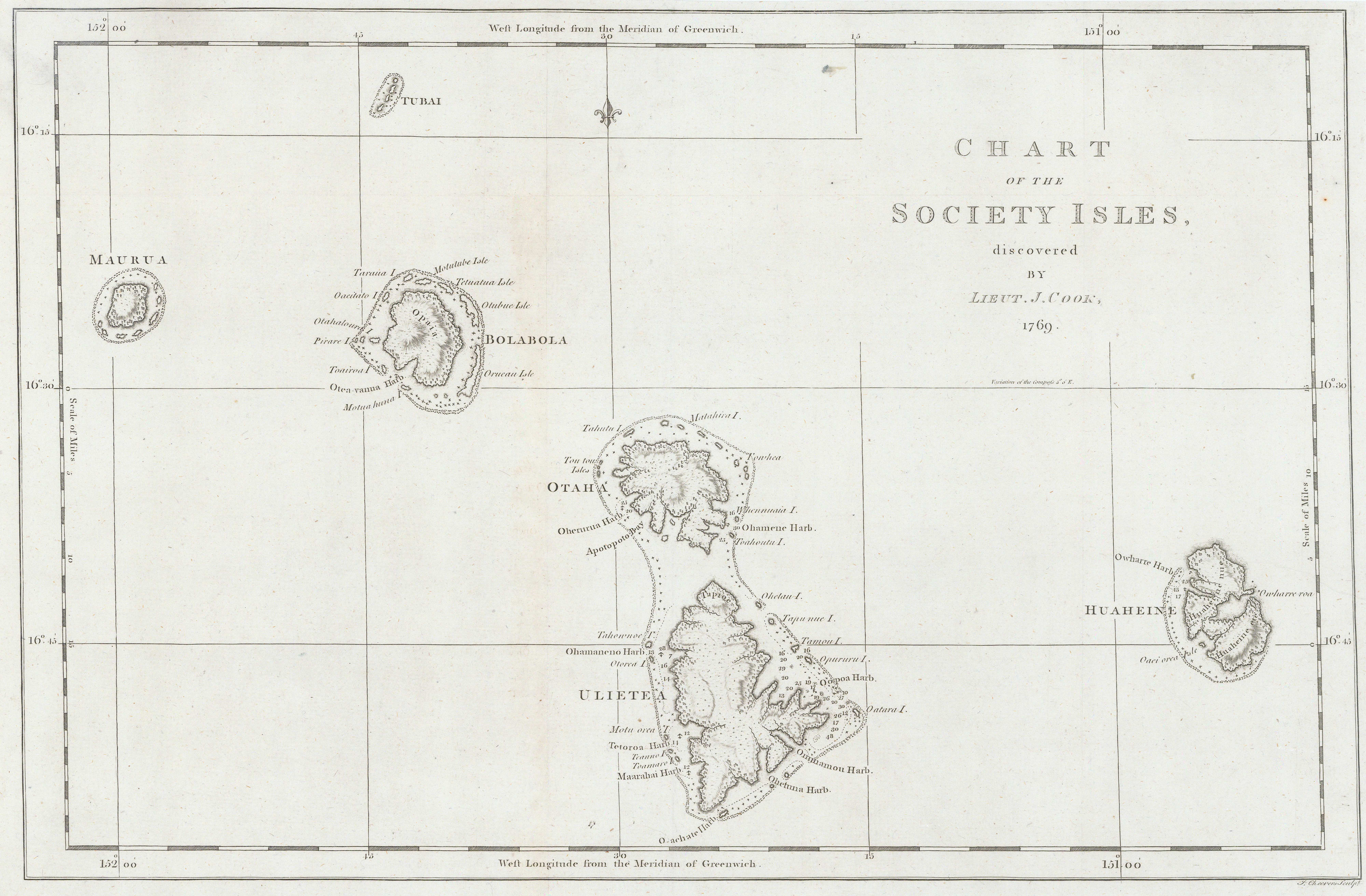 Capt. James Cook, Society Islands, 1773 | The Map House