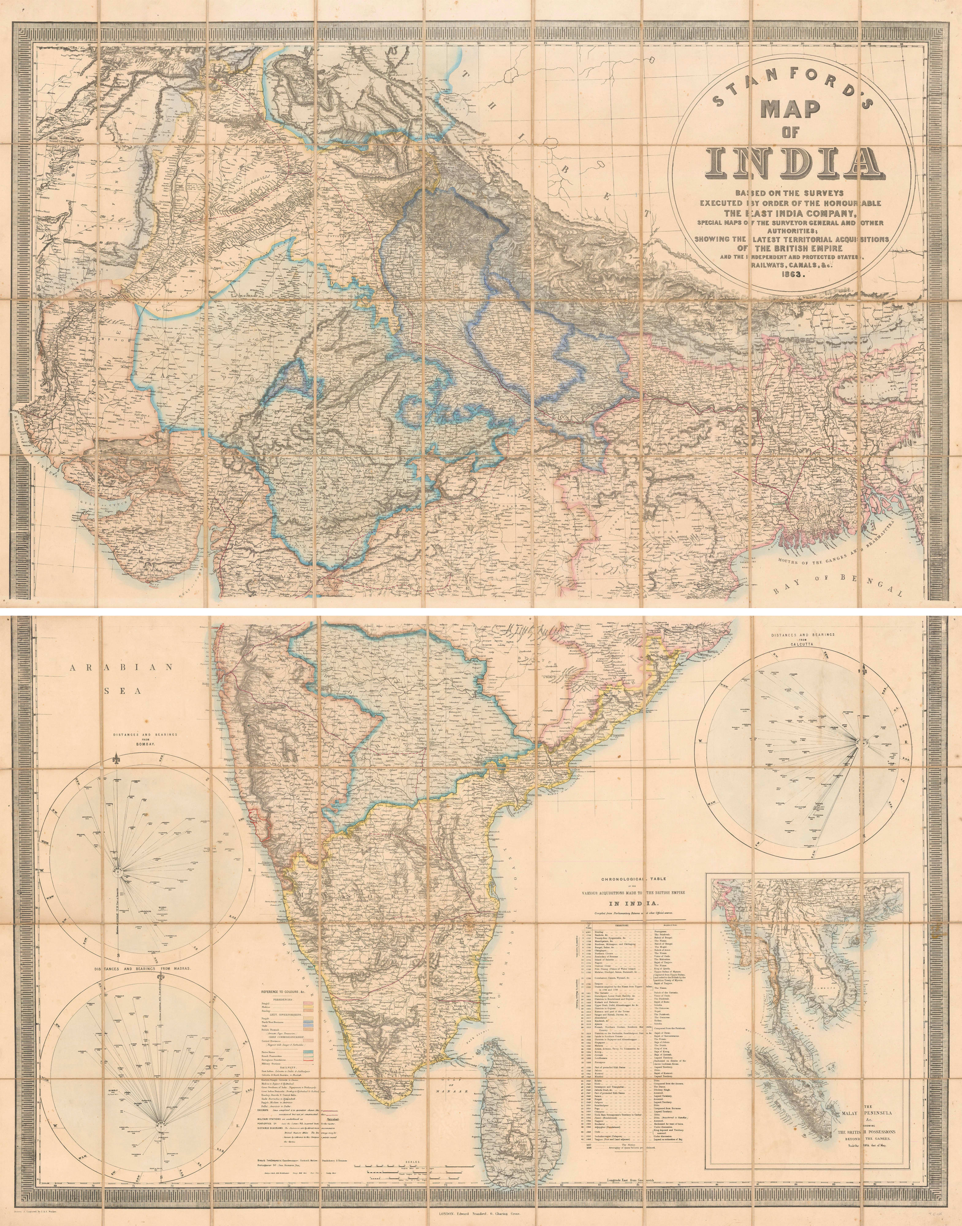 Edward Stanford, Stanford's Map of India, 1863 | The Map House