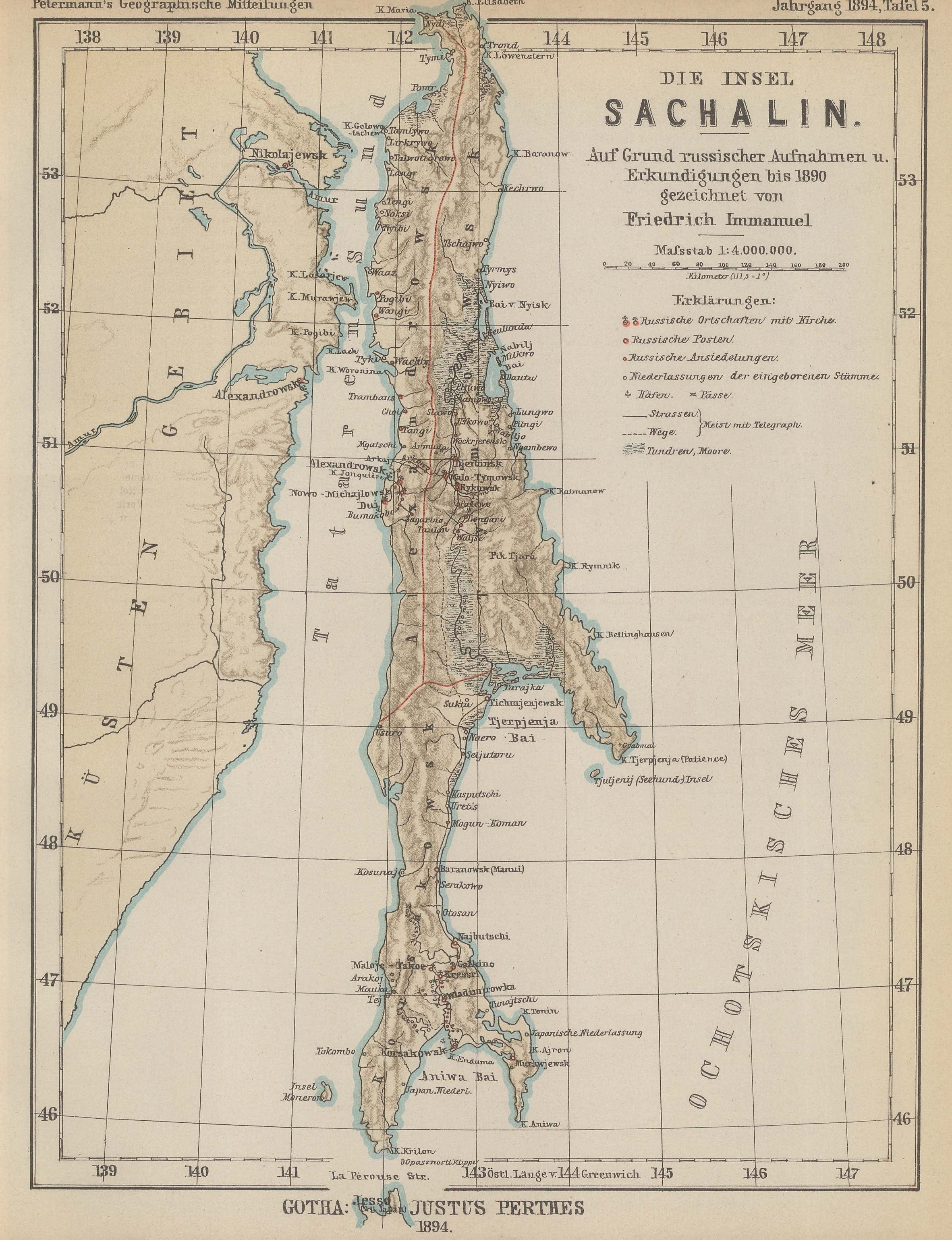 Justus Perthes, Sakhalin, 1894 | The Map House