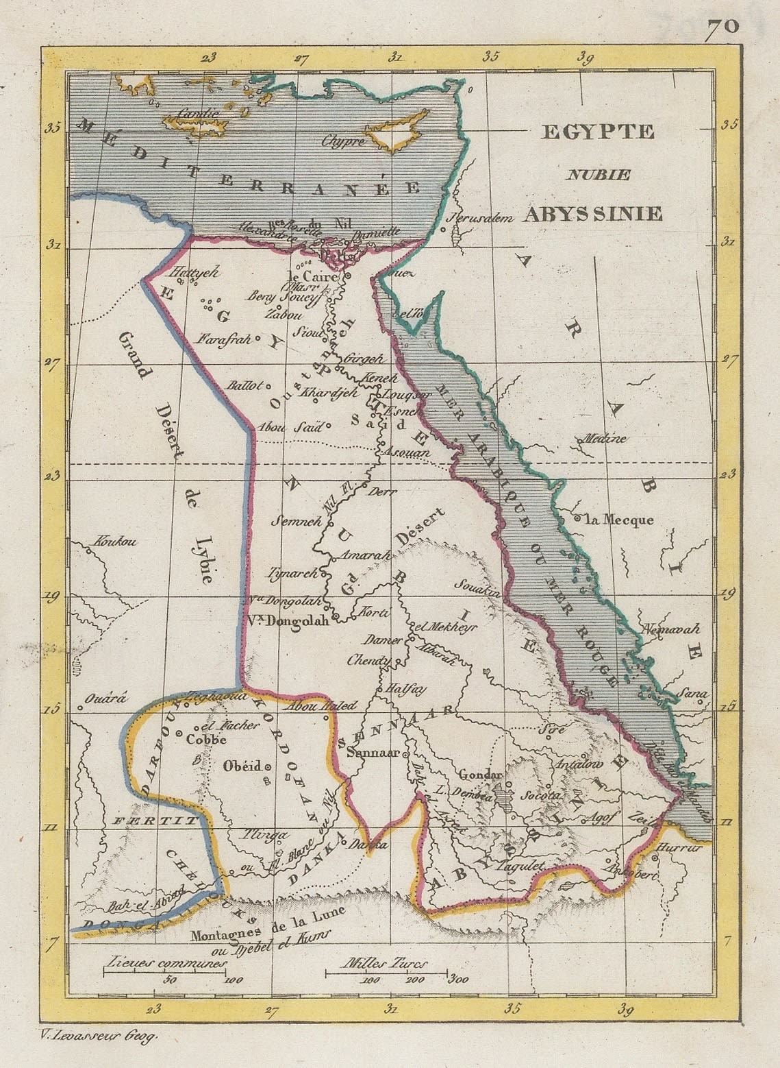 Victor Levasseur, Miniature map of north-eastern Africa, 1840 c. | The ...