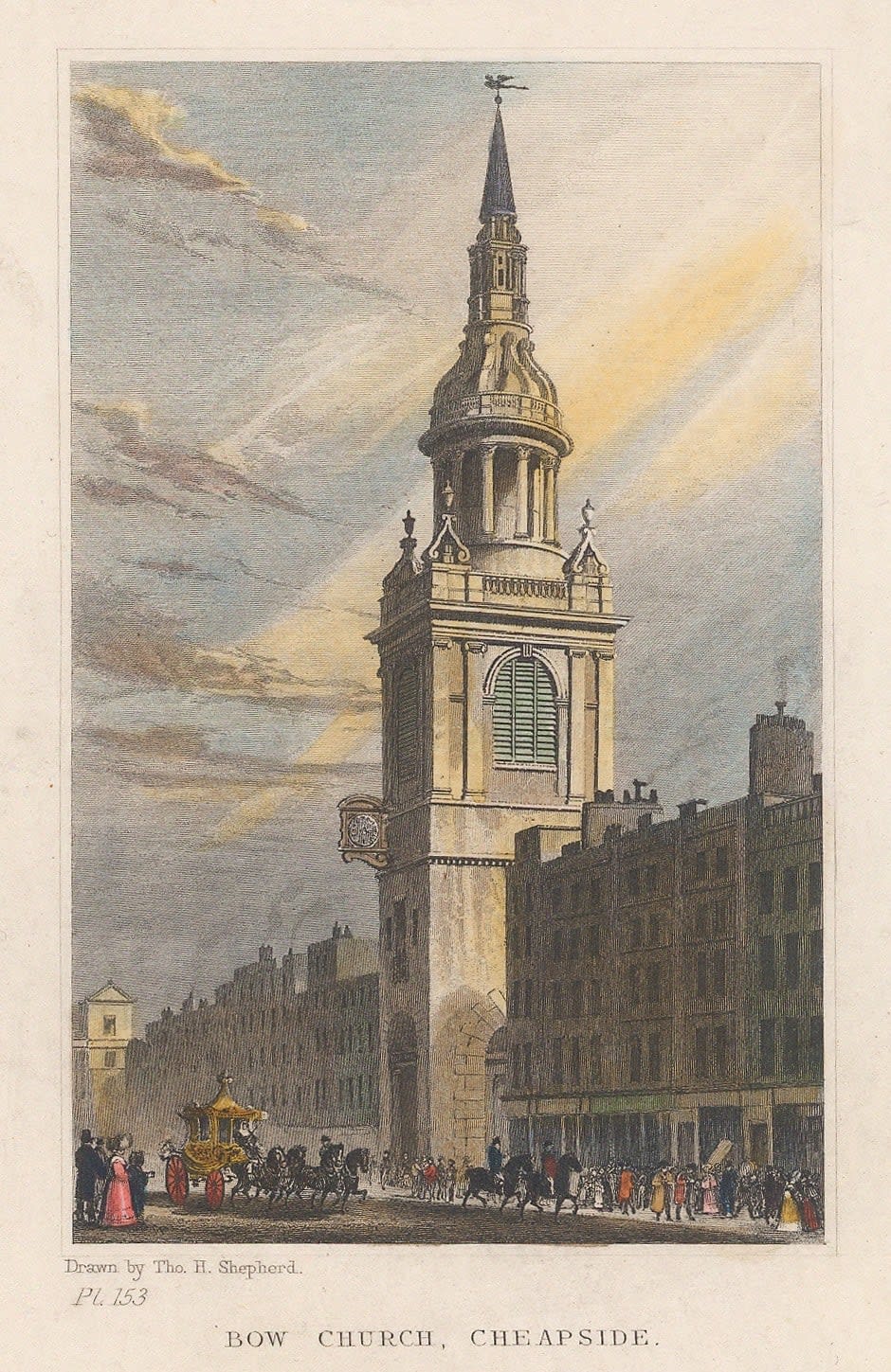 Thomas Shepherd, London - Bow Church, 1829 | The Map House