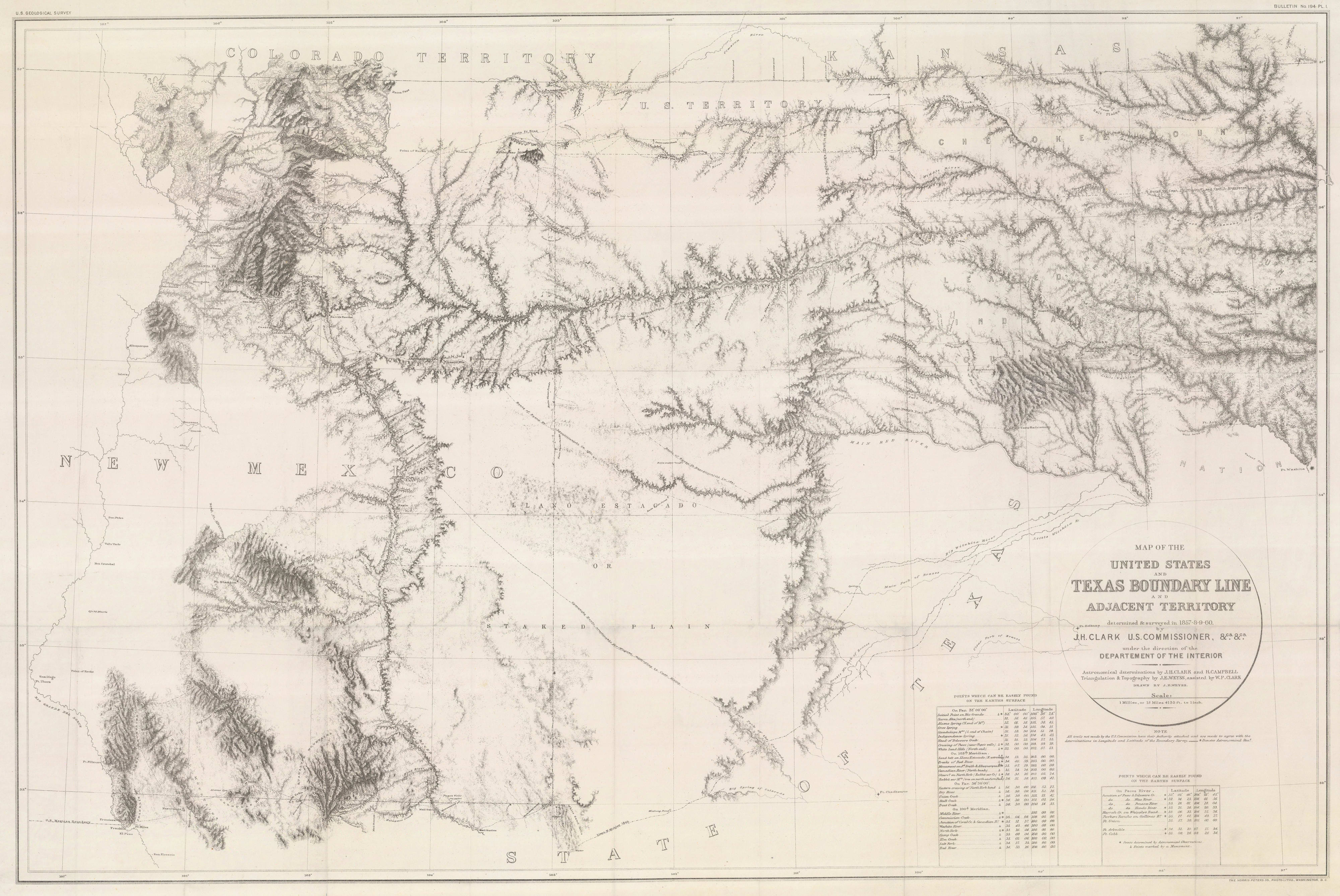 Weyss, Map of the United States and Texas Boundary and adjacent ...
