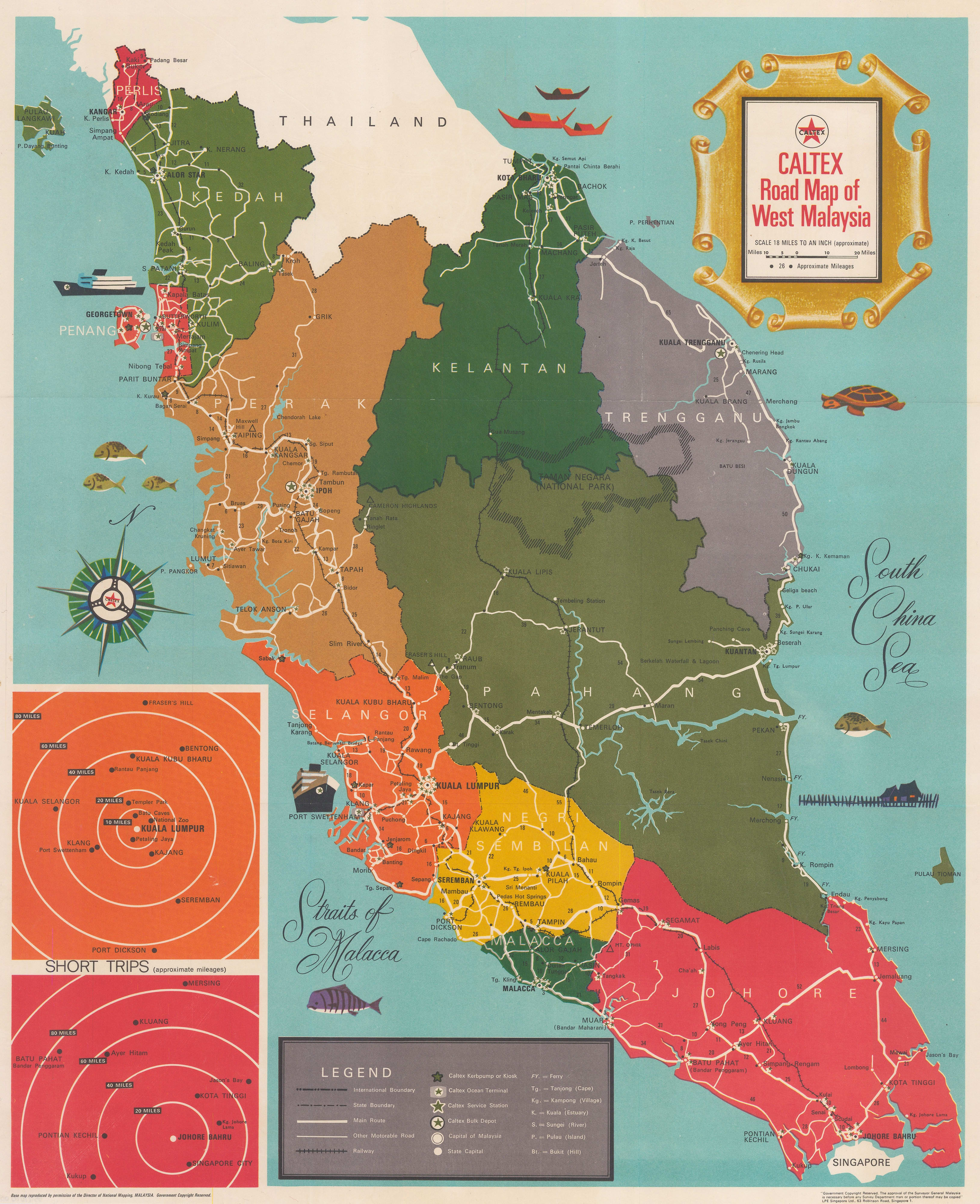 LPE, Ltd., Road Map of West Malaysia, 1956 | The Map House