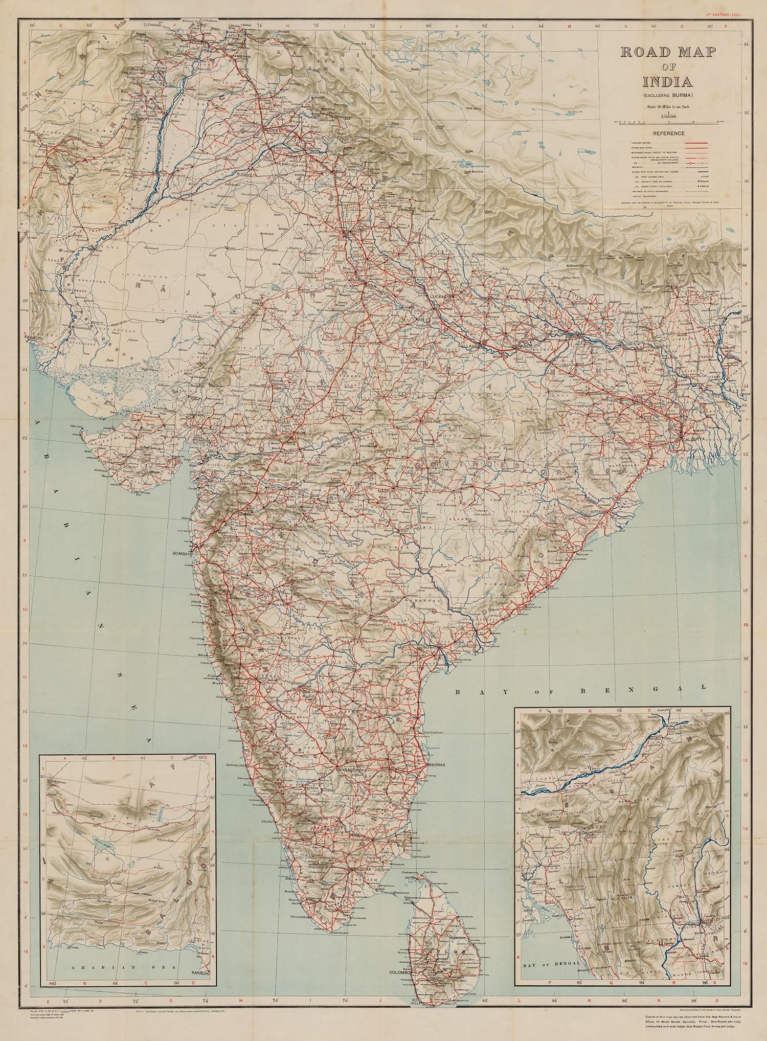 Survey of India, Road Map of India (excluding Burma), 1930 | The Map House