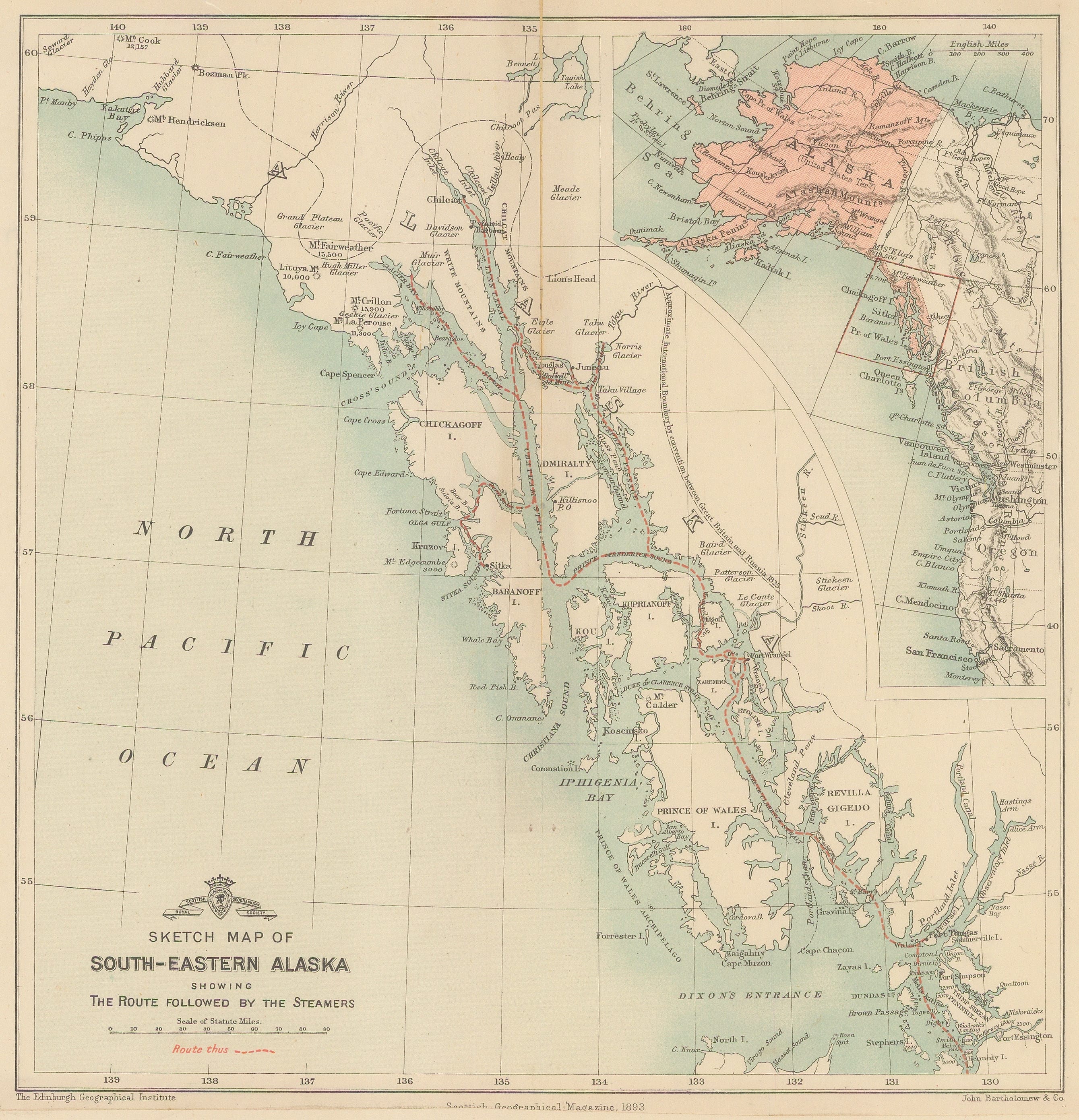 Scottish Geographical Society (SGS), Sketch Map of South-Eastern Alaska ...