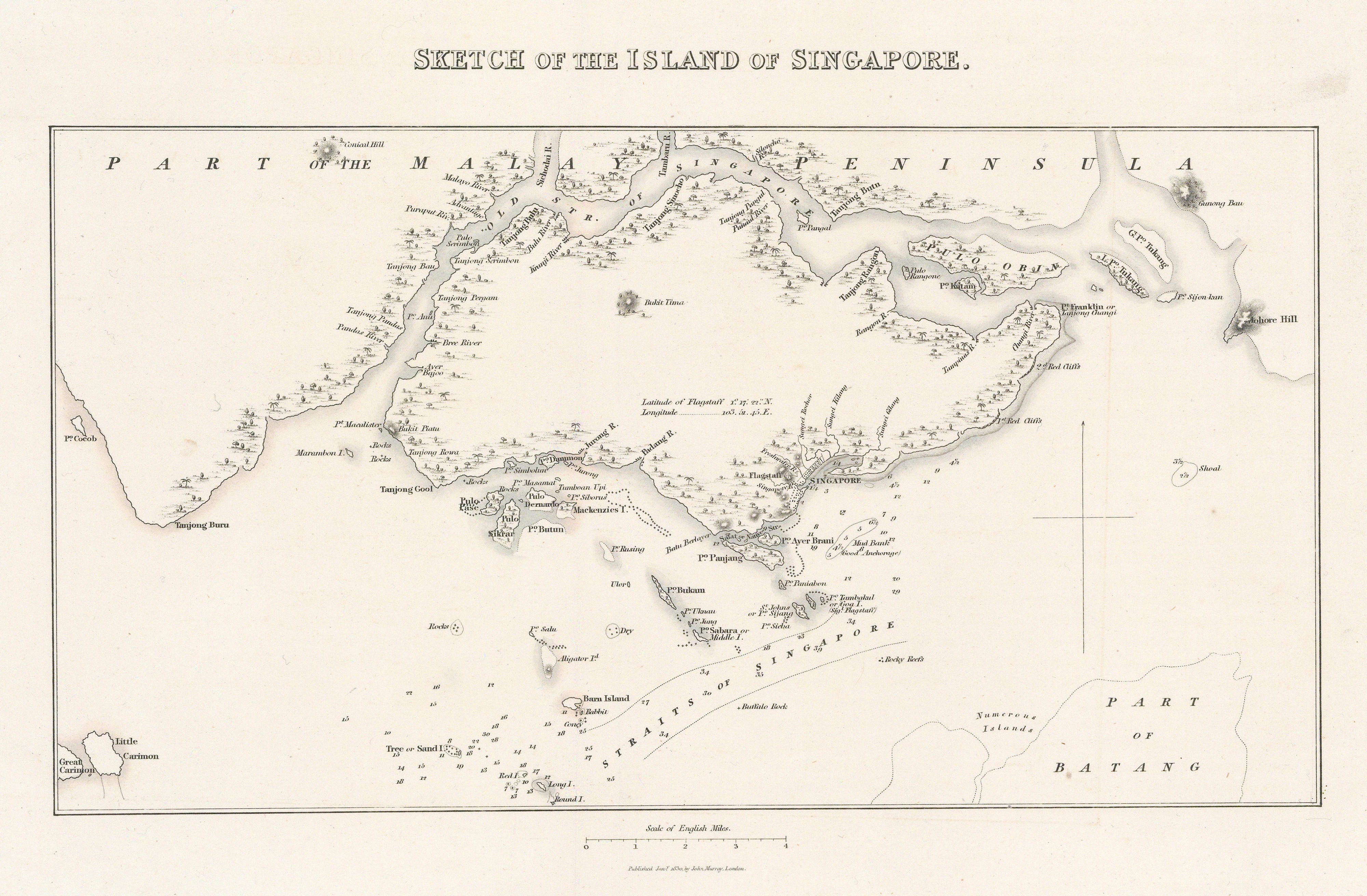 Sophia Raffles, Sketch Map of the Island of Singapore, 1830 | The Map House