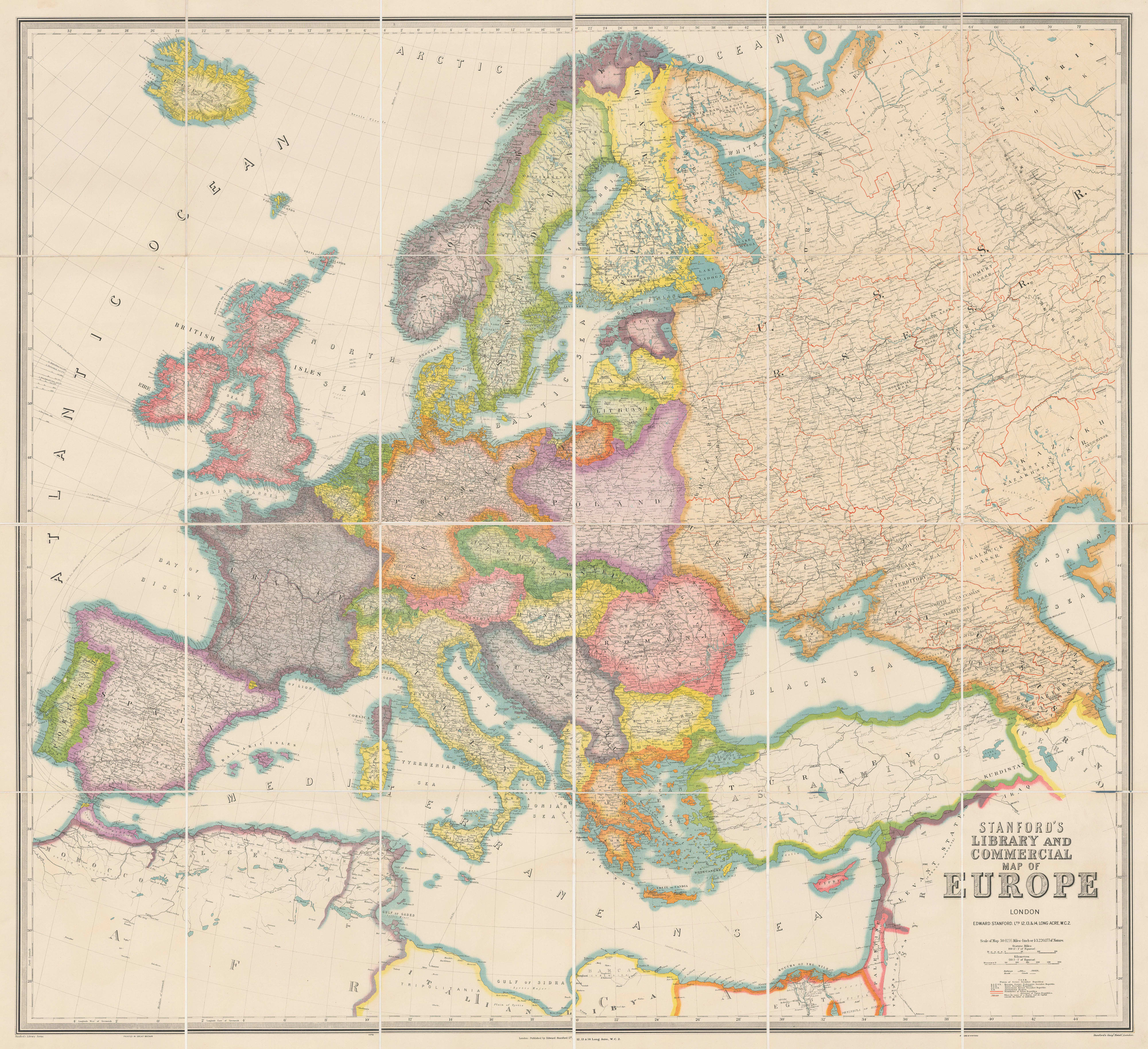 Edward Stanford, Library and Commercial Map of Europe, 1943 | The Map House