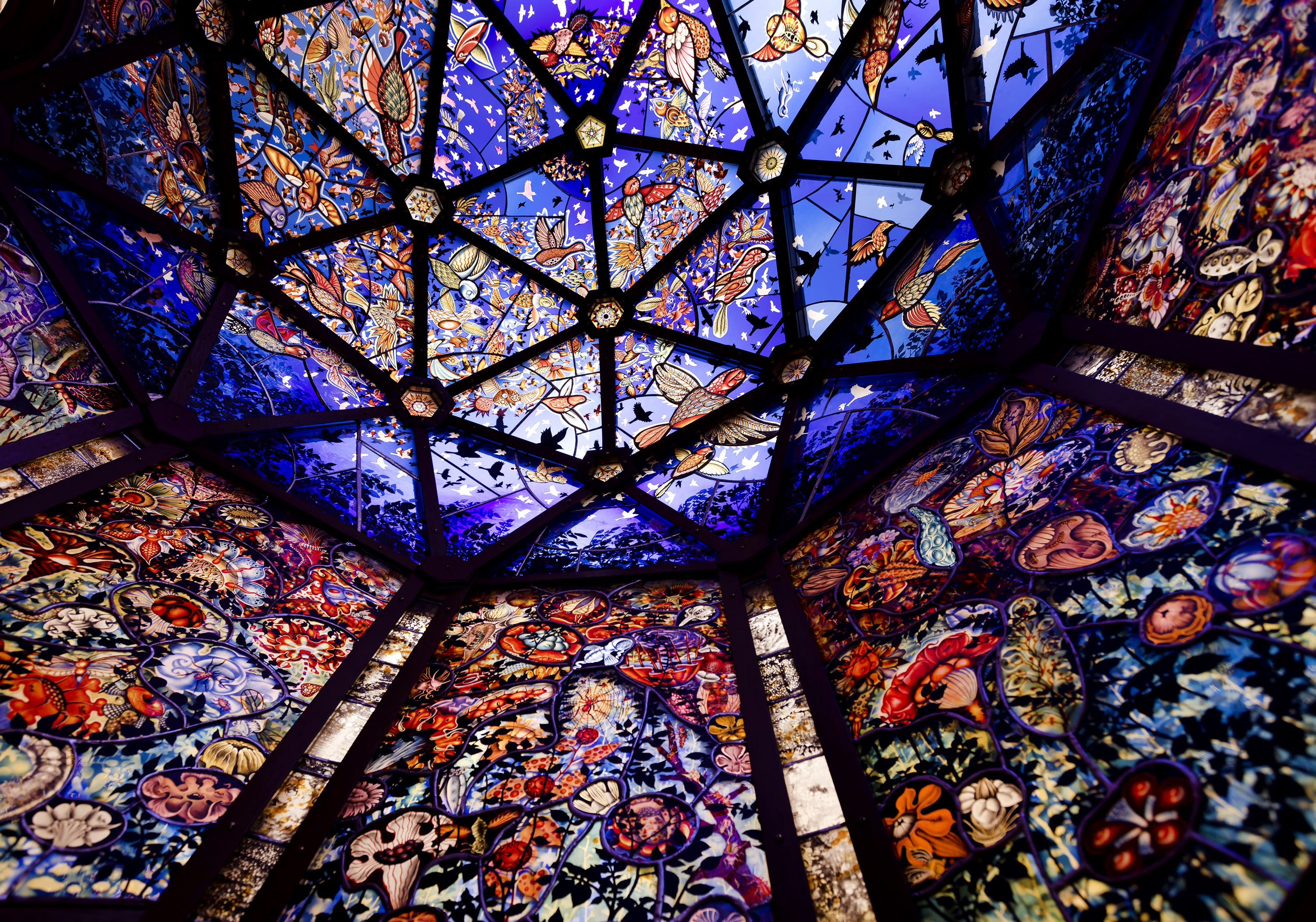 Judith Schaechter, Super/Natural (detail), 2025 | Claire Oliver Gallery