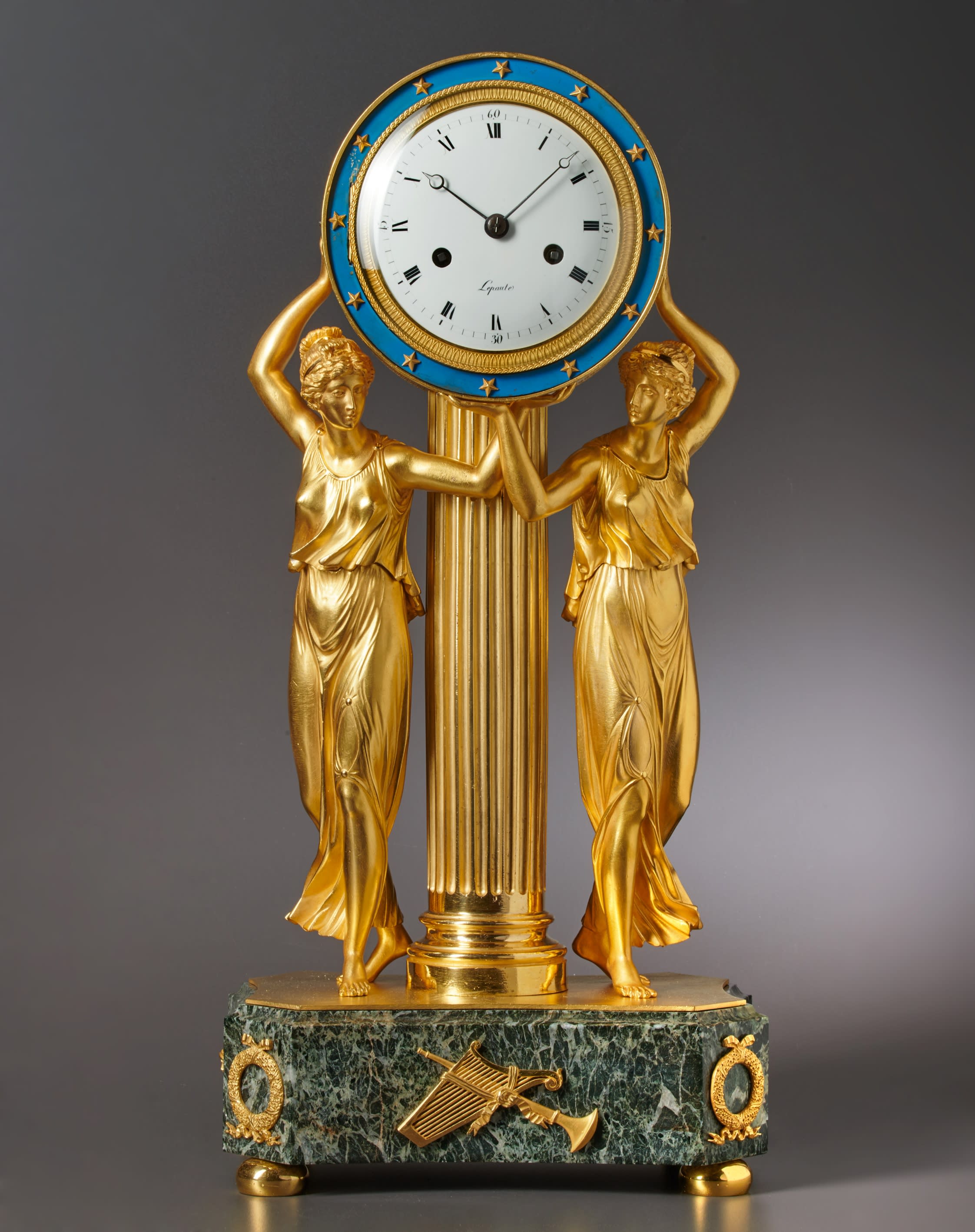 Lepaute Oncle & Nevue , An Empire gilt bronze figural clock by Lepaute ...
