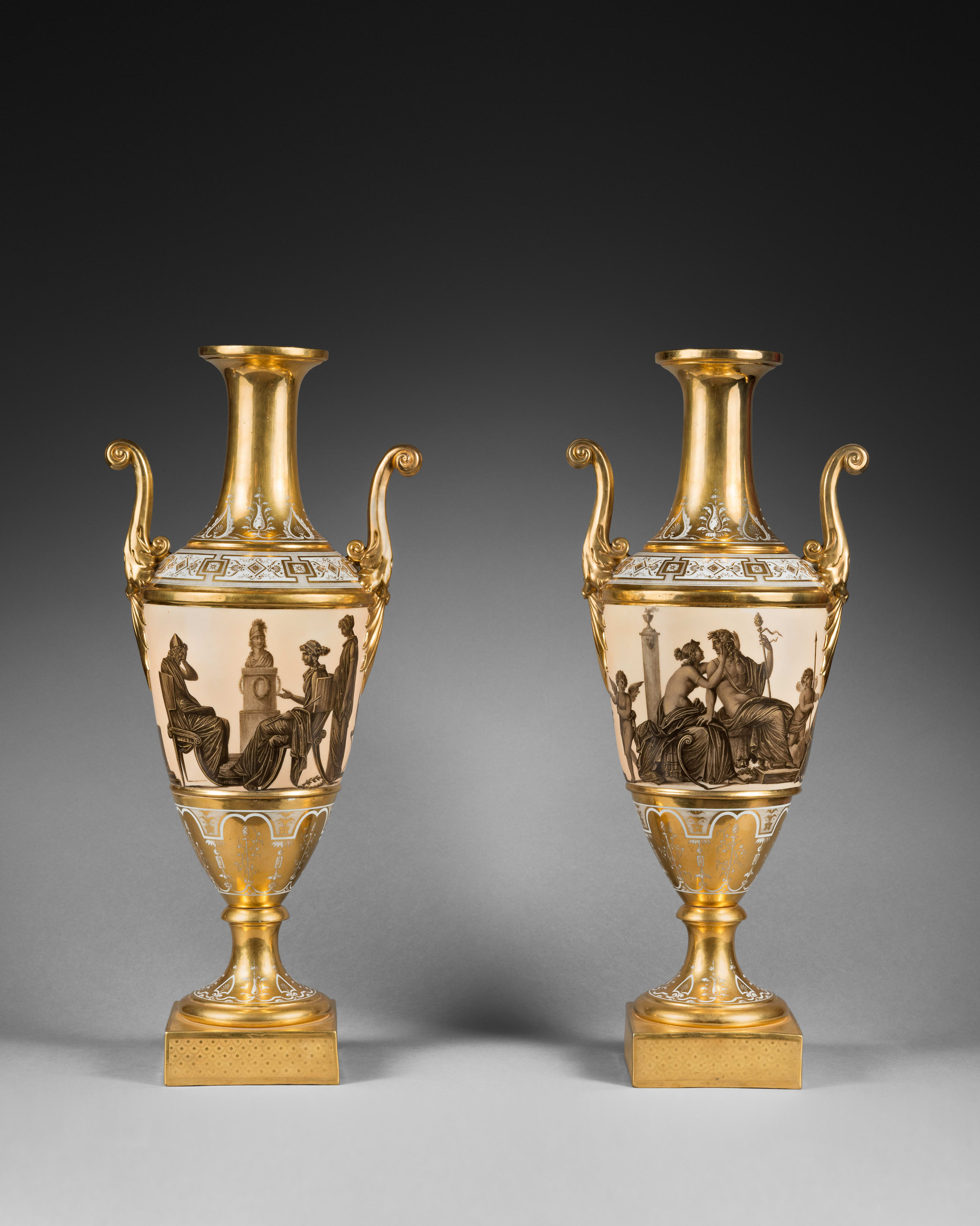 Paris Porcelain, A pair of Empire Paris porcelain vases, Paris, date ...