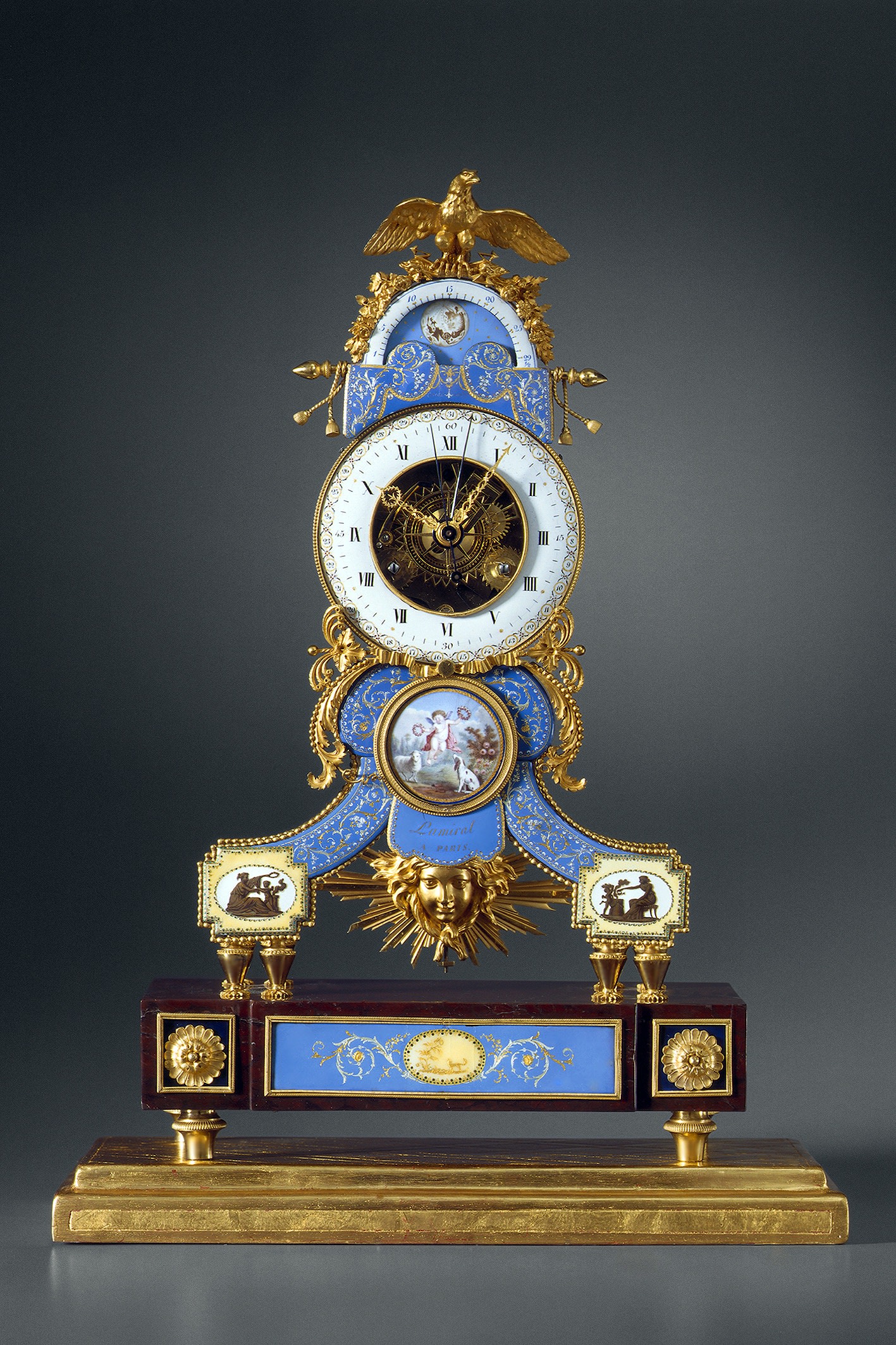 Joseph Coteau, A late Louis XVI astronomical skeleton clock y Lamiral ...