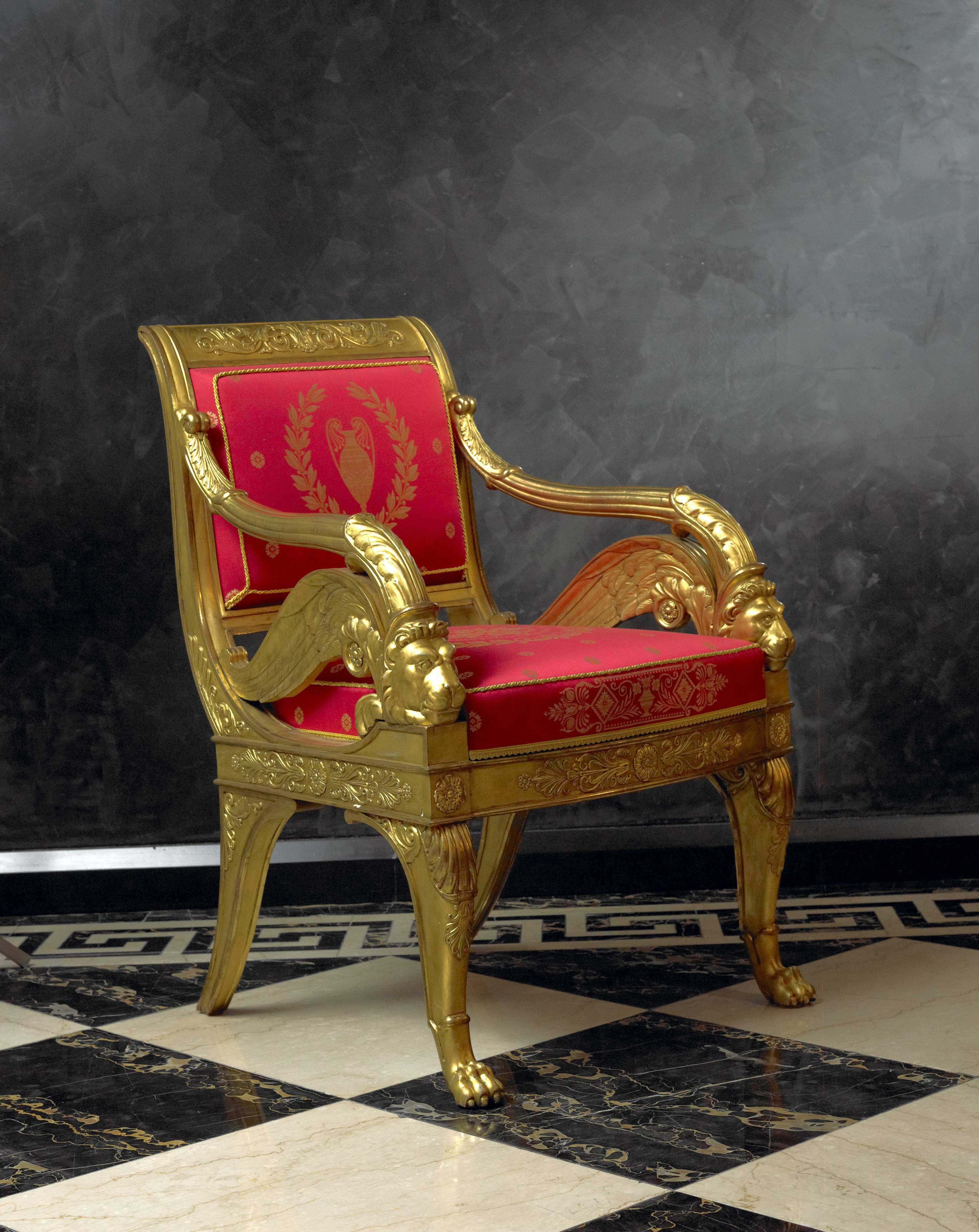 Georg Ludwig Laves, A set of four Empire giltwood fauteuils designed by ...