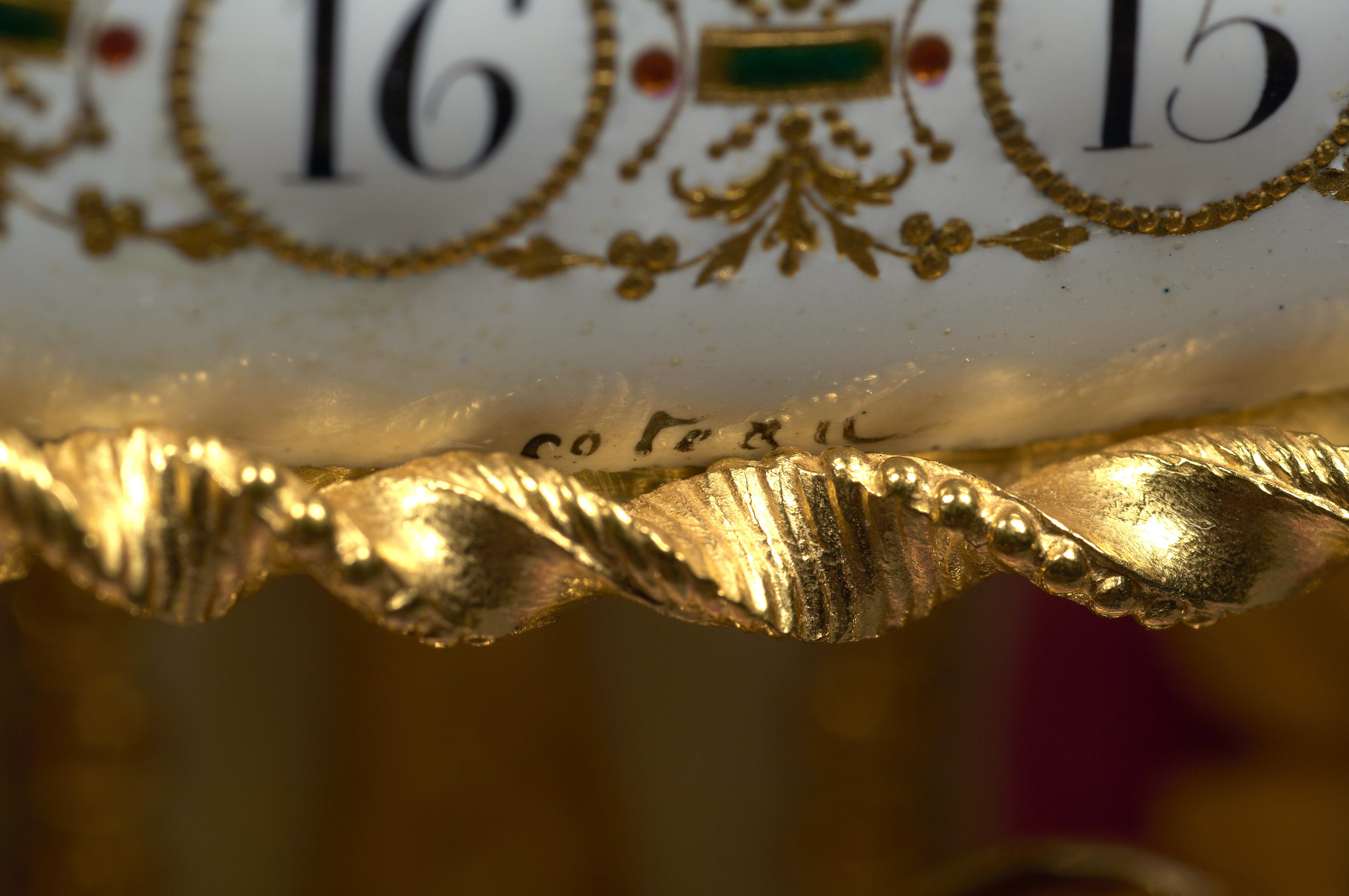 Joseph Coteau, A Louis XVI skeletonised lyre clock, enamel work by ...