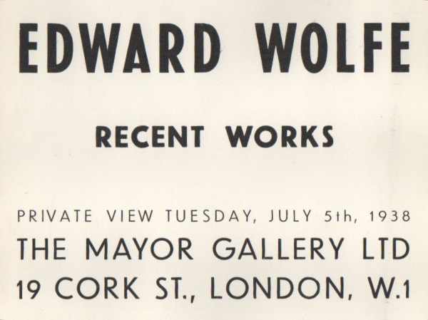 EDWARD WOLFE | 5 - 31 July 1938 | The Mayor Gallery