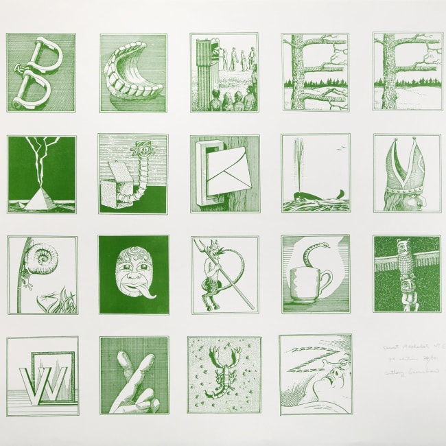 Anthony Earnshaw, Secret Alphabet No. 6 (Green), 1985 | Flowers Gallery